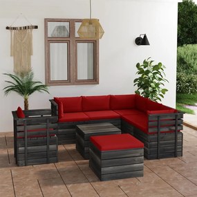 vidaXL 8dílná zahradní sedací souprava z palet + podušky borové dřevo [3062040] Barva: Červená