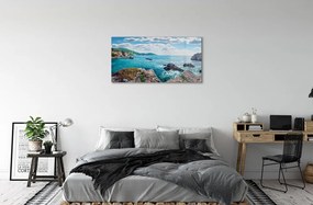 Obraz na skle Řecko Mořské hory 125x50 cm