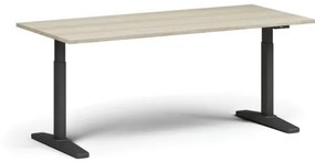 Výškově nastavitelný stůl, elektrický, 675-1325 mm, deska 1800x800 mm, černá podnož, dub přírodní