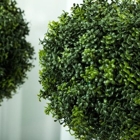 HOMCOM Sada 2 ks umělých tvarovaných buxusových koulí 45 cm, umělá rostlina, plastová umělá rostlina v květináči