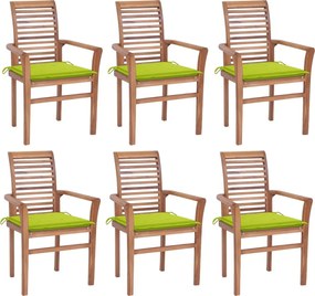 vidaXL Jídelní židle 6 ks s mi poduškami masivní teak [3072958] Barva: Zelená