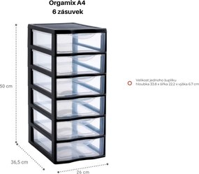 SUNDIS Úložný box s 6 zásuvkami, antracit, OFFICEMIX, A4, 6A