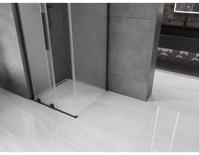 Mexen Velar L, sprchový kout s posuvnými dveřmi 100 x 100 cm, 8mm sklo námraza, černá matná, 871-100-100-33-70
