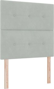Postel s boxspringem s čelo Světle šedá 90 x 200 cm samet 3344915