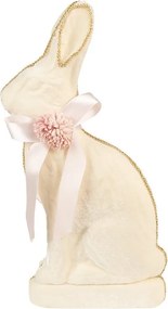 Dekorace béžový sametový králík s mašlí Fancy - 22*8*41 cm