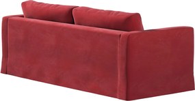 Potah na pohovku IKEA  Karlstad 3-místná, nerozkládací, dlouhý barva červená látka lesklé, sametová