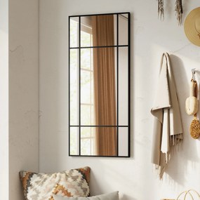 HOMCOM Nástěnné zrcadlo, dekorativní zrcadlo s kovovým rámem, černé pruhy, vrstvené sklo, 50Š x 2H x 110V cm