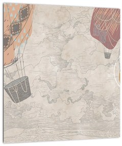 Obraz - Balóny nad městem, teplé tóny (30x30 cm)