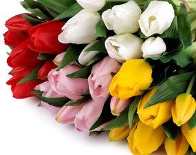 Umělá kytice tulipán - 3 růžová světlá