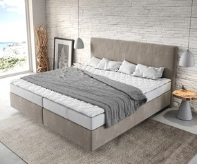 DELIFE Boxspring postel Dream-Well mikrovlákno béžová 200x200 cm bonellová matrace PU topper