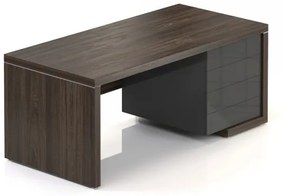 Stůl Lineart 180 x 85 cm + pravý kontejner a krycí panel / Jilm tmavý a antracit