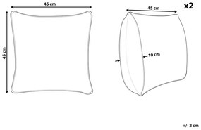 Sada 2 sametových polštářů vzor listů 45 x 45 cm tmavozelené MONSTERA Beliani