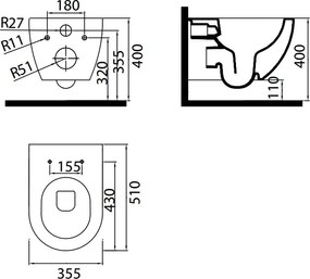 Geberit Kombifix Eco 110.302.00.5 komplet k zazdění se závěsným WC Creavit FREE FE322 Rim-Off + bidet 2v1