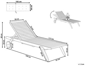 Zahradní lehátko z akátového dřeva s olefinovým  polštářem 240 CESANA Beliani