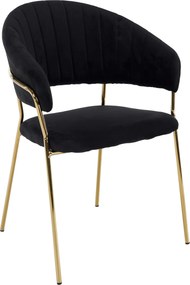 Designové jídelní křeslo, černá Velvet látka/gold chrom zlatý, DASMIN TYP 1