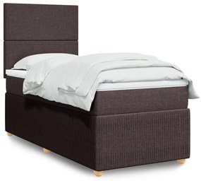 Box spring postel s matrací tmavě hnědá 90x190 cm textil