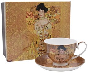 HOME ELEMENTS Porcelánový šálek 250 ml, s podšálkem, Klimt Adele