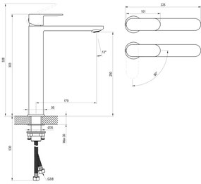 Ravak X070461 - Umyvadlová baterie CHROME 30 cm černá