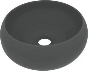 Luxusní umyvadlo kulaté matné tmavě šedé 40 x 15 cm keramické 147005