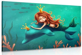 Obraz mořská víla s delfínem - 60x40 cm