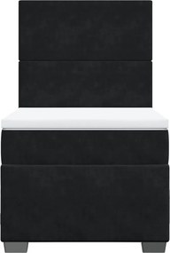 Box spring postel s matrací černá 90x200 cm samet 3293106
