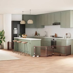 Zábrana pro psy s dvířky skládací 12 panelů hnědá 960 cm topol 3155748