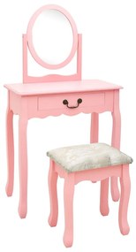 vidaXL Toaletní stolek se stoličkou růžový 65x36x128 cm pavlovnia MDF
