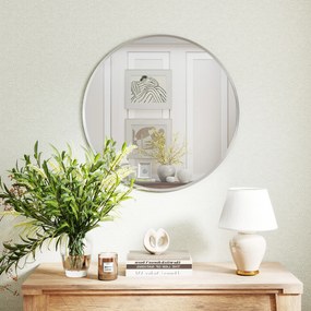 HOMCOM kulaté nástěnné zrcadlo Ø61 cm – stříbrný hliníkový rám