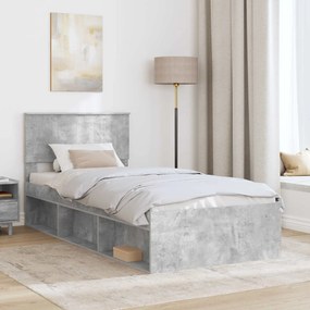 Rám postele s čelo Beton 90 x 200 cm Masivní borové dřevo 3410648