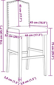 vidaXL Barové židle 2 ks masivní kaučukové dřevo a textil [4006210] Barva: Hnědo-černá