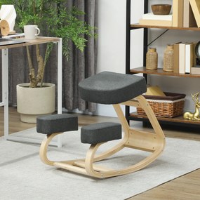 Vinsetto Kolenní židle, ergonomická posezení, polstrovaný stolek pro zdravé sezení, březové dřevo, nosnost 120 kg, tmavě šedá