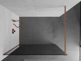 Mexen Kioto, sprchová zástěna Walk-In 140 x 200 cm, 8mm šedé sklo, měděný matný profil, 800-140-101-65-40