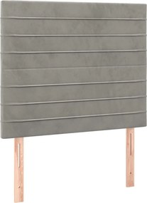 Box spring postel s matrací a LED světle šedá 90x200 cm samet 3136161