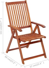 Skládací zahradní židle Laduma s poduškami - masivní akáciové dřevo | 3 ks