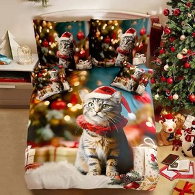 Povlečení Homa NAVI CAT CHRISTMAS 3 dílná sada 140x200 cm