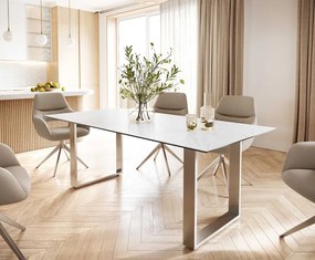 Jídelní stůl Edge 200x100 cm keramika Laminam® Statuarettio bílá úzká