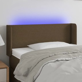 Čelo postele s LED tmavě hnědé 93 x 16 x 78/88 cm textil 3122941