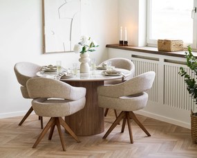 House Nordic Otočná židle DOVER béžová s dřevěnými nohami 1001409