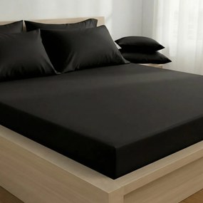 Kvalitex Saténové prostěradlo s gumou černá, 80 x 200 cm
