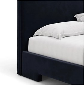 Tmavě modrá čalouněná dvoulůžková postel s roštem 180x200 cm Eda – Micadoni