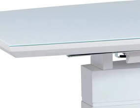 Autronic Rozkládací jídelní stůl HT-440 WT bílá lesk/sklo