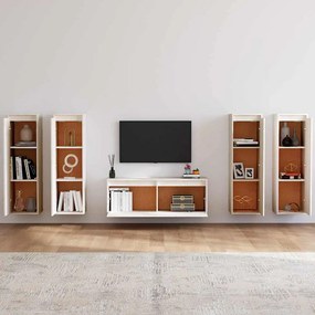 TV skříňky 5 ks bílé masivní borové dřevo 3100210