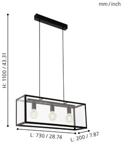 Eglo 49393 - Lustr CHARTERHOUSE 3xE27/60W/230V