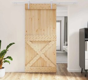 vidaXL Posuvné dveře s kováním 95 x 210 cm masivní borové dřevo [3203042]