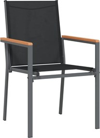 7dílný zahradní jídelní set černý textilen a ocel 3187047