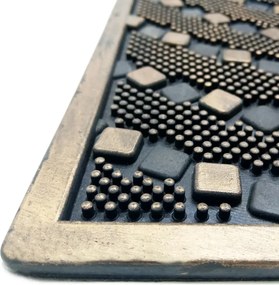 Gumová rohožka Spirála, 75 x 45 cm – s bronzovou patinou, do domu a na terasu, odolná, s motivem spirály