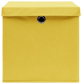 Úložné boxy s víky 4 ks 28 x 28 x 28 cm žluté - Default Title