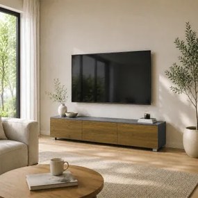 HOMCOM TV nábytek, závěsný nebo stojící, 160 cm pro televizory 165,1 cm, dveře s tichým dovřením, průchodky na kabely, ořech