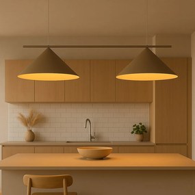Závěsné svítidlo Capital, 2x tmavě obéžové kovové stínítko, (fi 46cm), be
