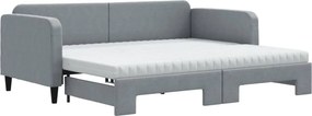 Válenda s přistýlkou a matracemi světle šedá 90 x 200 cm textil 3196834